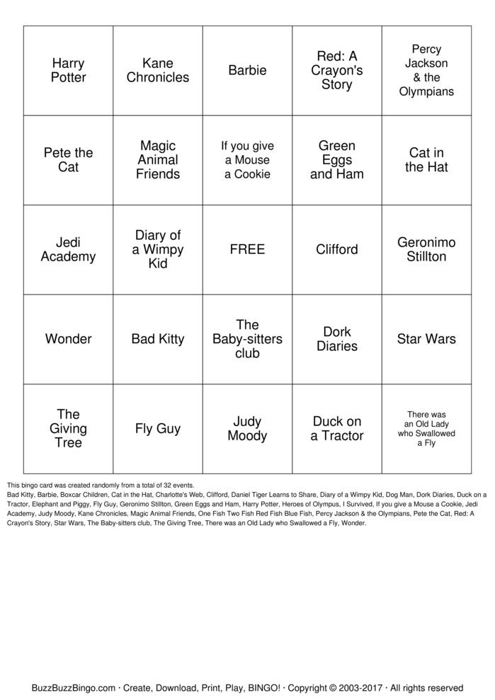 Book Fair Bingo Bingo Cards to Download, Print and Customize!
