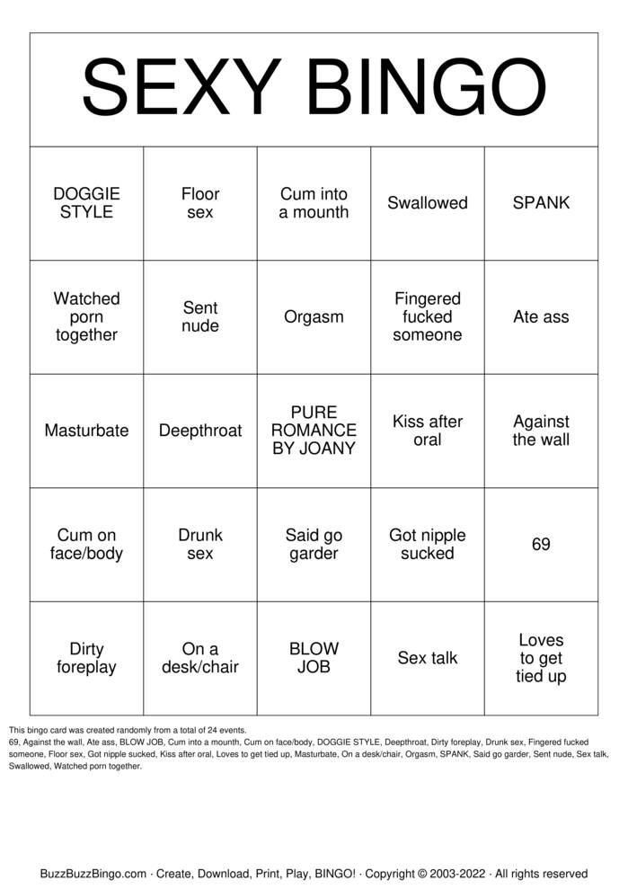DIRTY BINGO Bingo Cards to Download, Print and Customize!