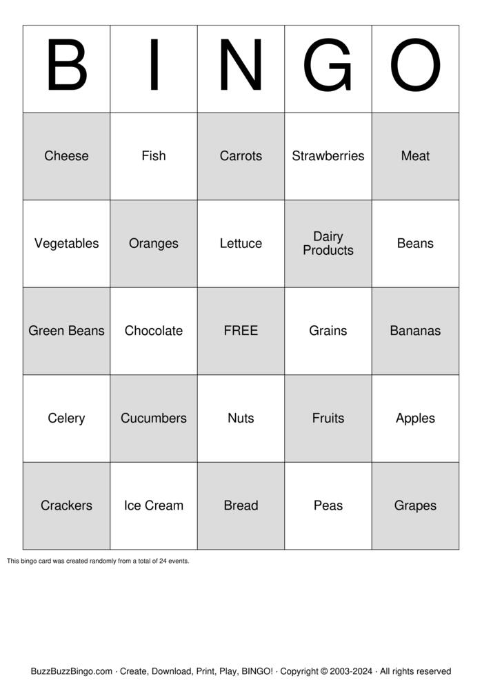 Nutrition Bingo Cards to Download, Print and Customize!