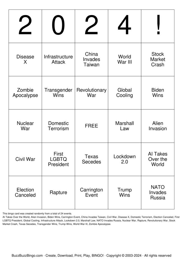 2024! Bingo Cards to Download, Print and Customize!