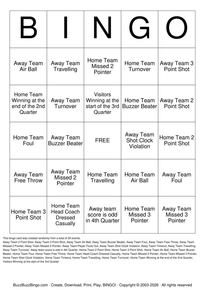 Basketball Bingo Cards to Download, Print and Customize!
