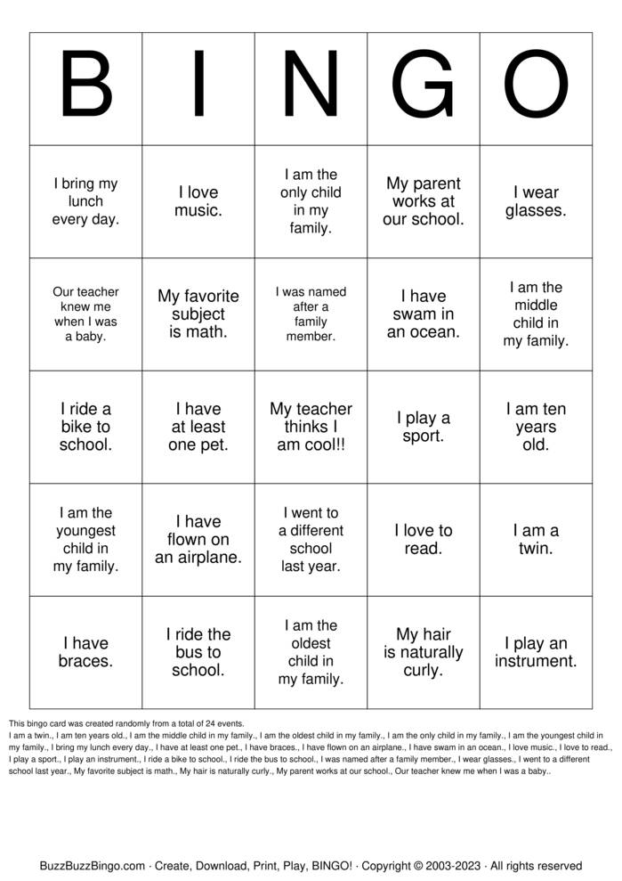 Classmate Bingo Bingo Cards to Download, Print and Customize!