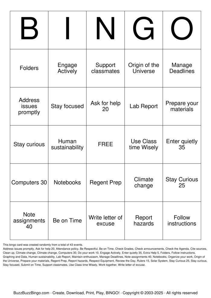Earth Science Bingo Cards to Download, Print and Customize!