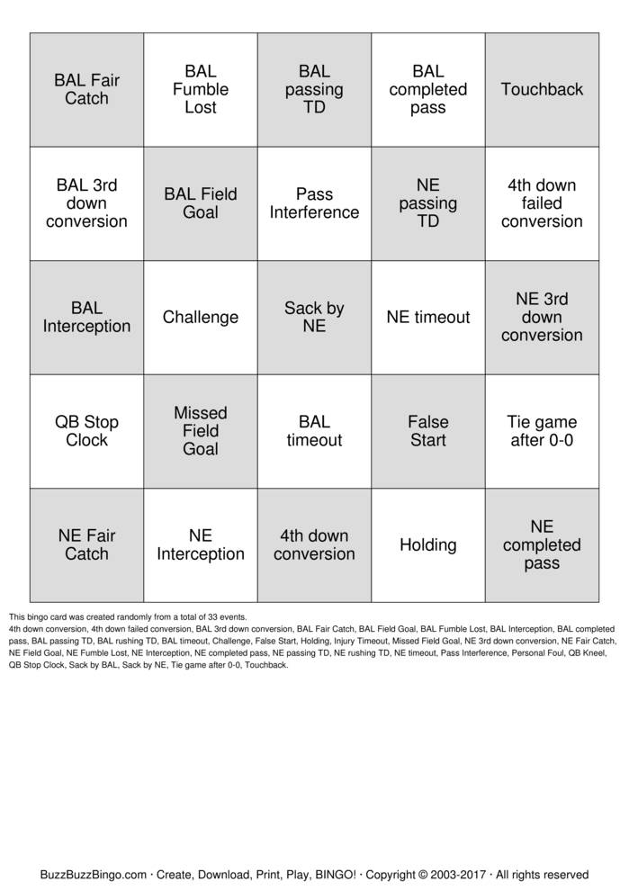 Football Bingo Cards to Download, Print and Customize!