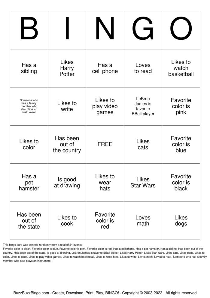 Human Scavenger Hunt Bingo Cards to Download, Print and Customize!