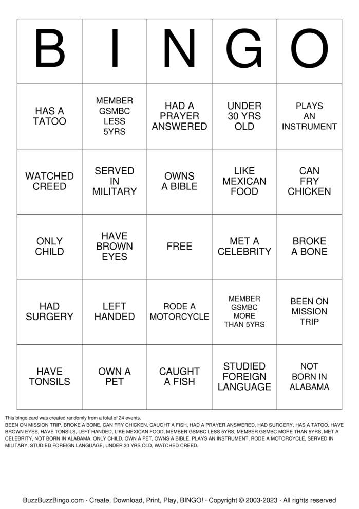 ICE BREAKER Bingo Cards to Download, Print and Customize!