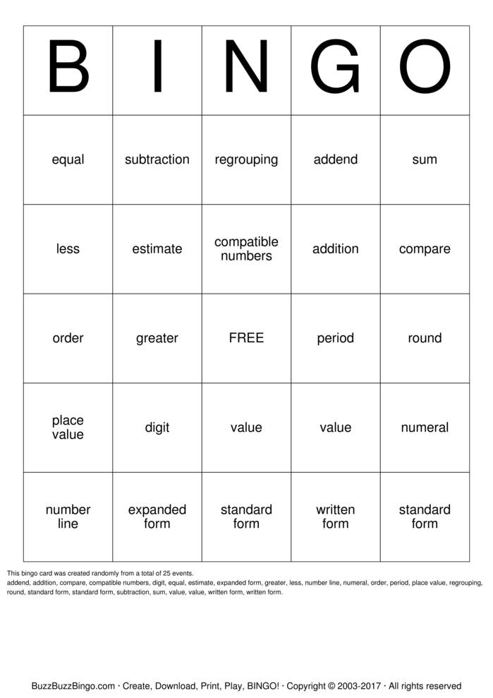 Place Value Bingo Cards to Download, Print and Customize!