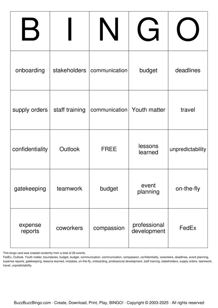 Admin Assistant Bingo Cards to Download, Print and Customize!
