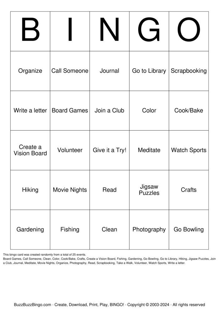 Boredom Bingo Bingo Cards to Download, Print and Customize!