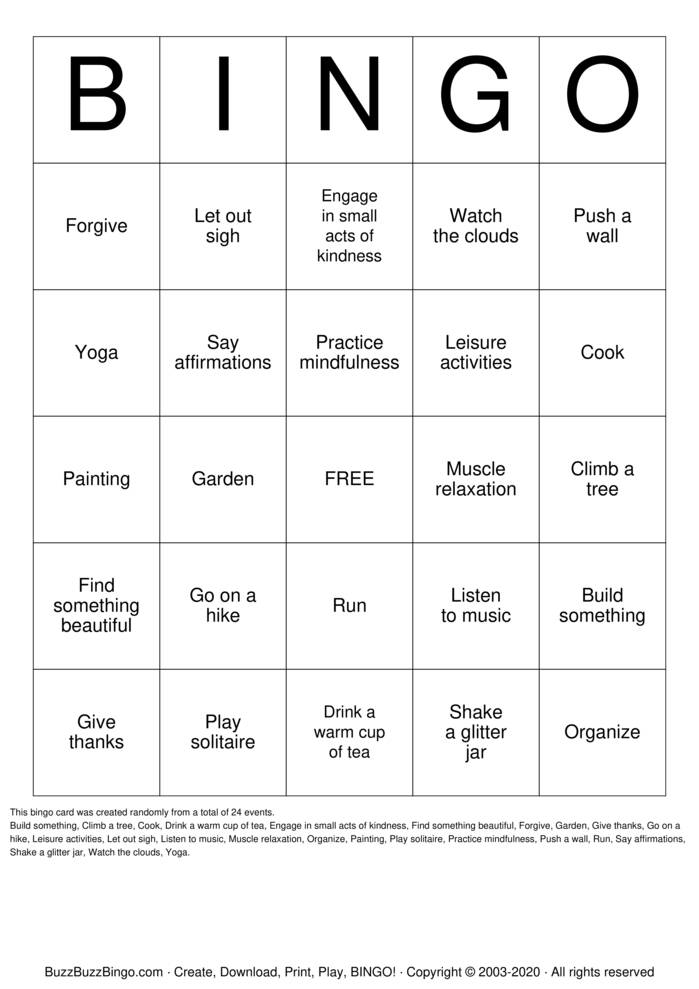 Coping Skills Bingo Cards to Download, Print and Customize!