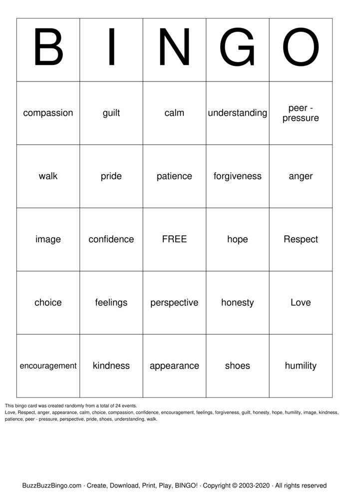 Empathy Bingo Cards to Download, Print and Customize!