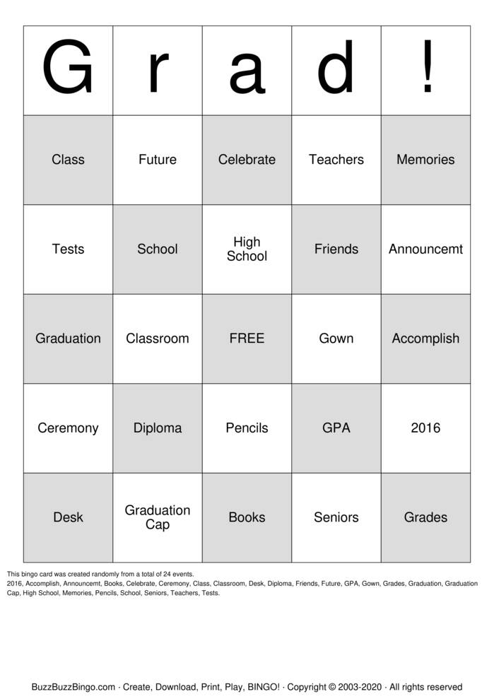 Graduation Bingo Cards to Download, Print and Customize!