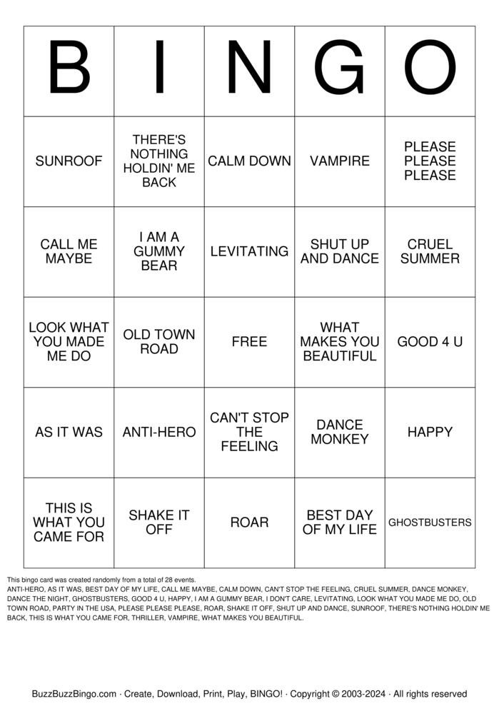 KIDS SINGO Bingo Cards to Download, Print and Customize!