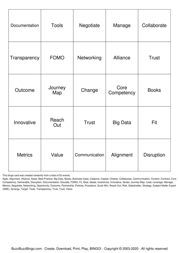 Partner Lingo Bingo Bingo Cards to Download, Print and Customize!