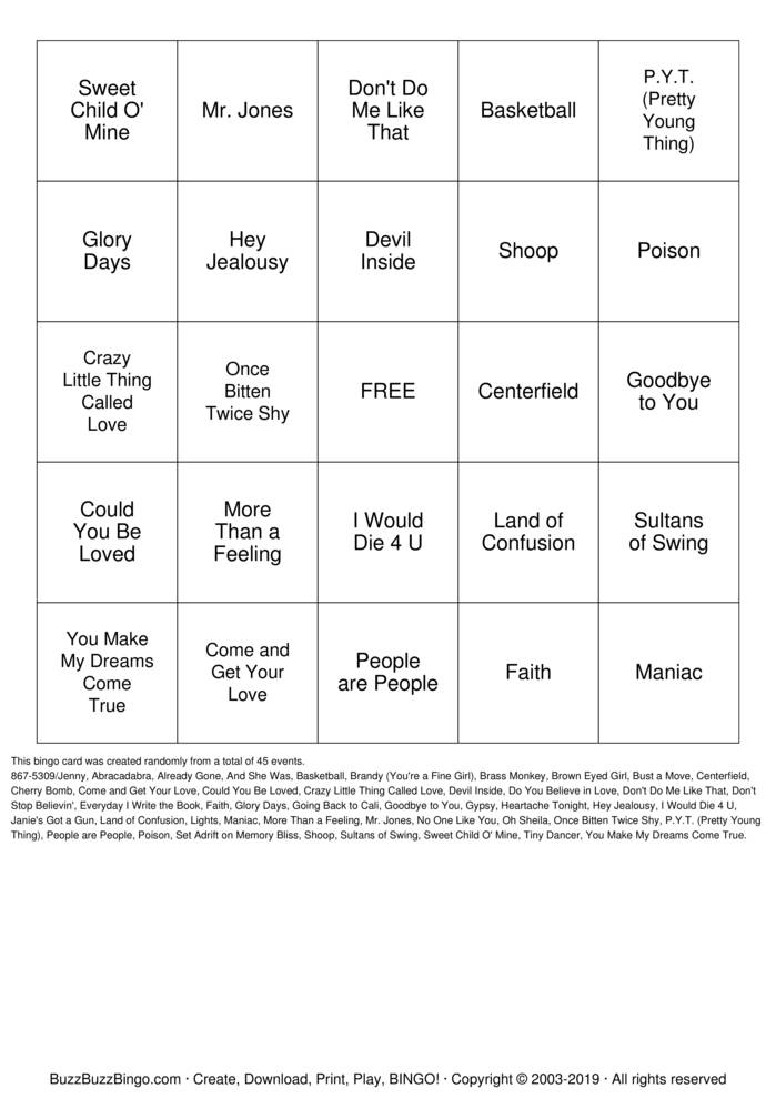 SINGO Bingo Cards to Download, Print and Customize!