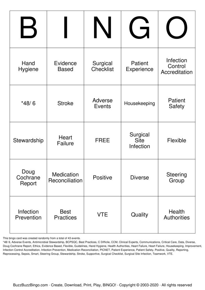 SSI Prevention Bingo Cards to Download, Print and Customize!