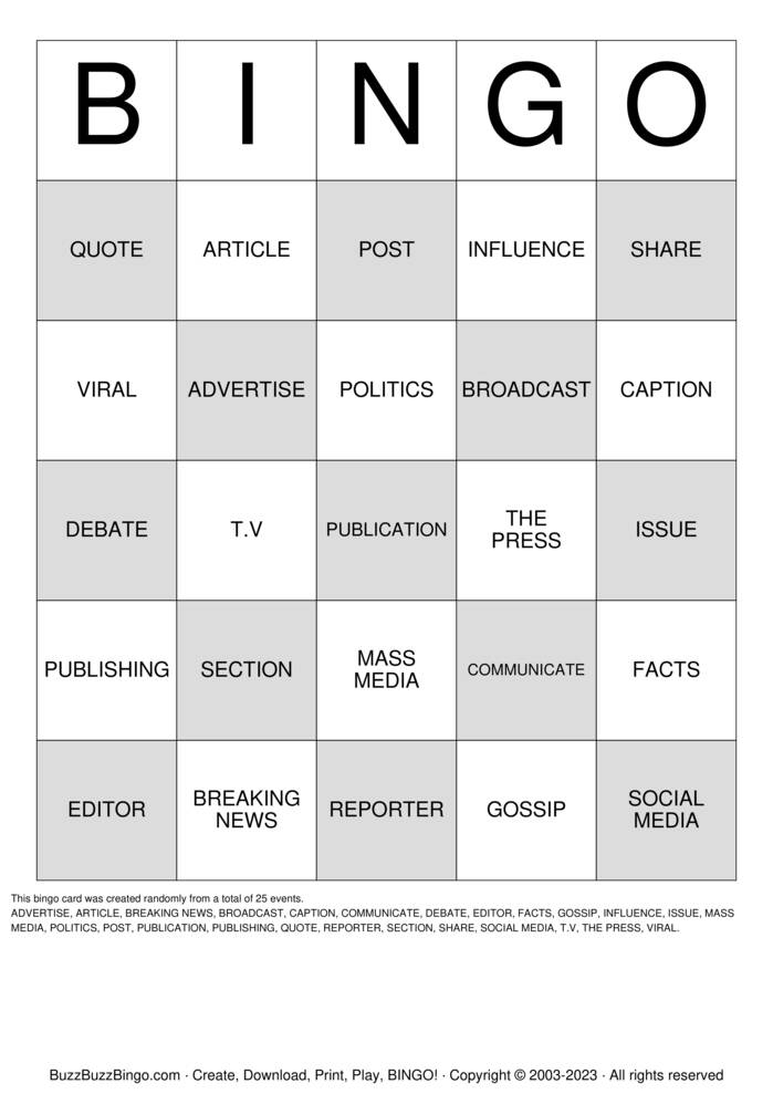 Vocabulary Bingo Cards to Download, Print and Customize!