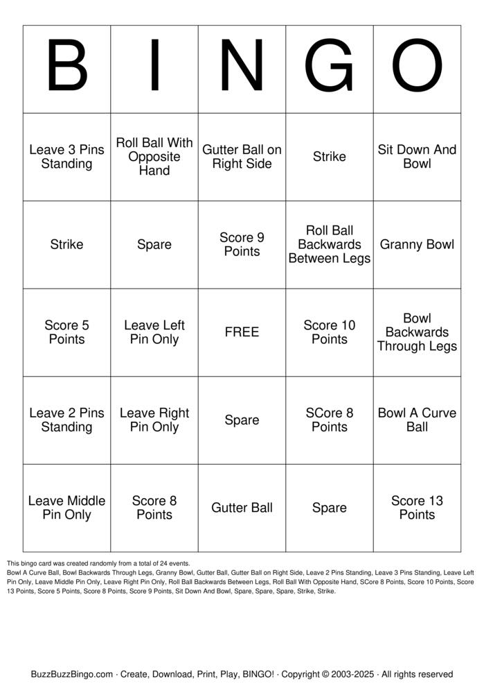 Bowling Bingo Cards to Download, Print and Customize!