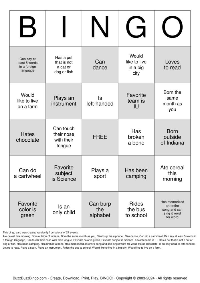Classmate Bingo Bingo Cards to Download, Print and Customize!