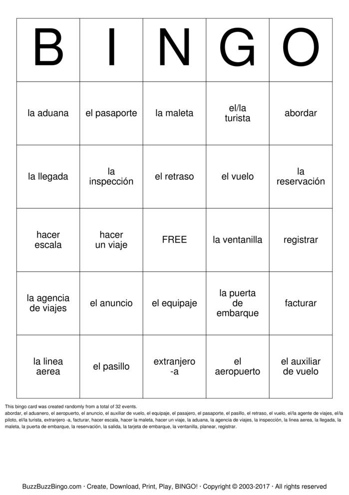 Como Ser un Buen Turista 8A Bingo Cards to Download, Print and Customize!