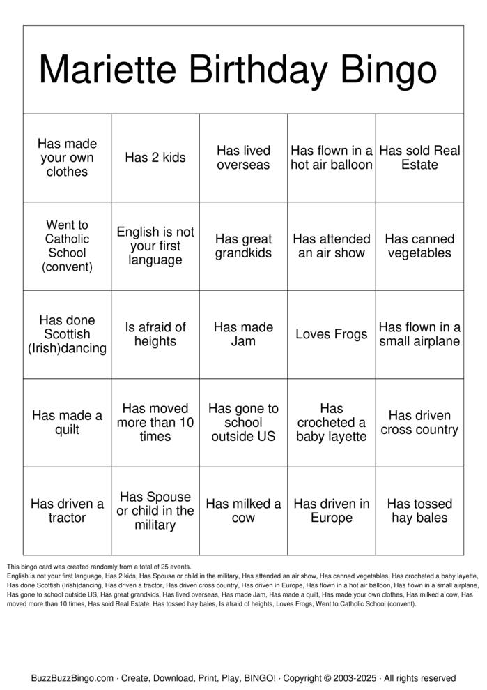 Custom Bingo Cards to Download, Print and Customize!