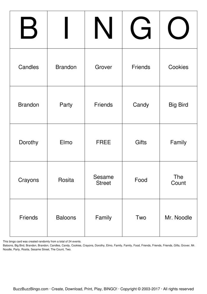 Elmo Bingo Bingo Cards to Download, Print and Customize!