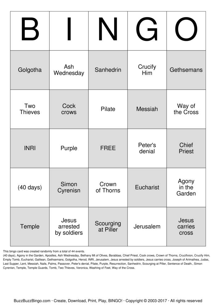 Lent Bingo Cards to Download, Print and Customize!