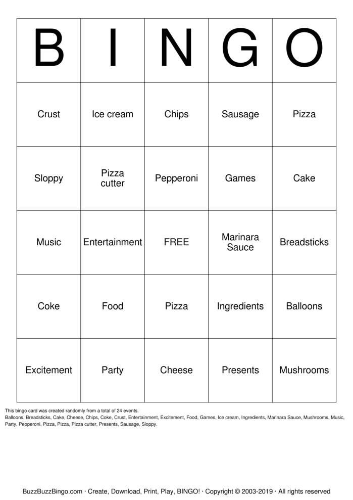 More Pizza Bingo Bingo Cards to Download, Print and Customize!