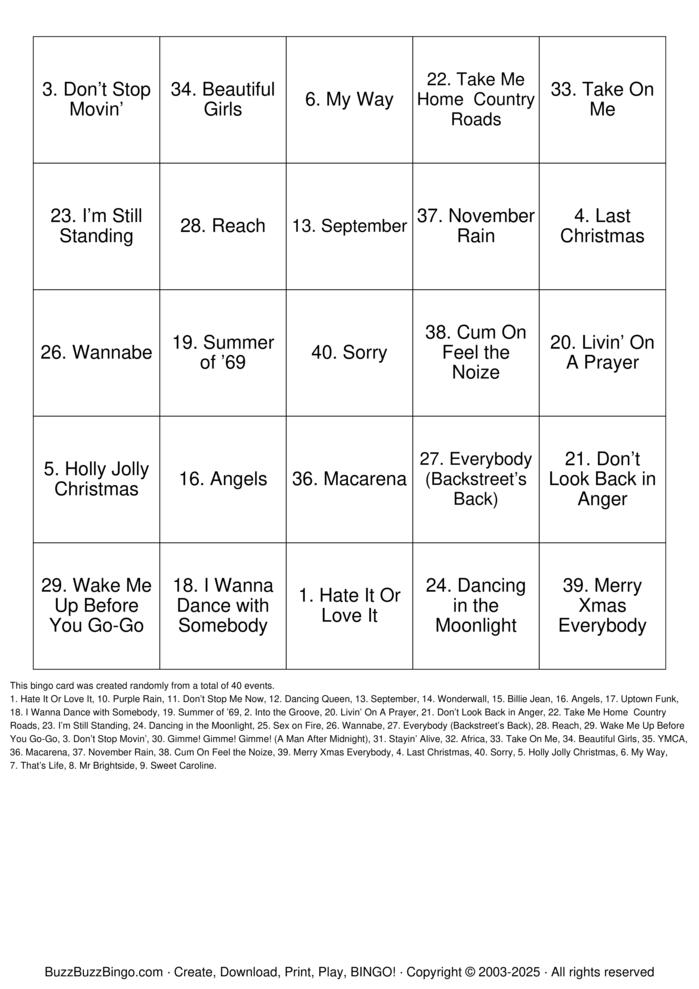 SINGO - CLASSIC Bingo Cards to Download, Print and Customize!