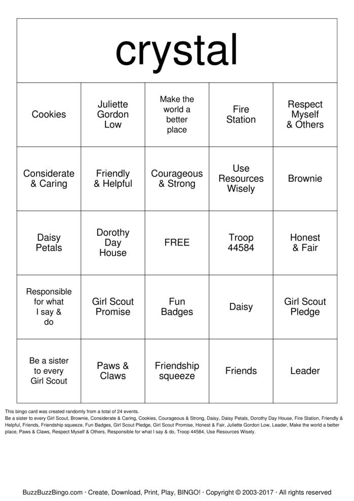 Crystal Bingo Cards to Download, Print and Customize!