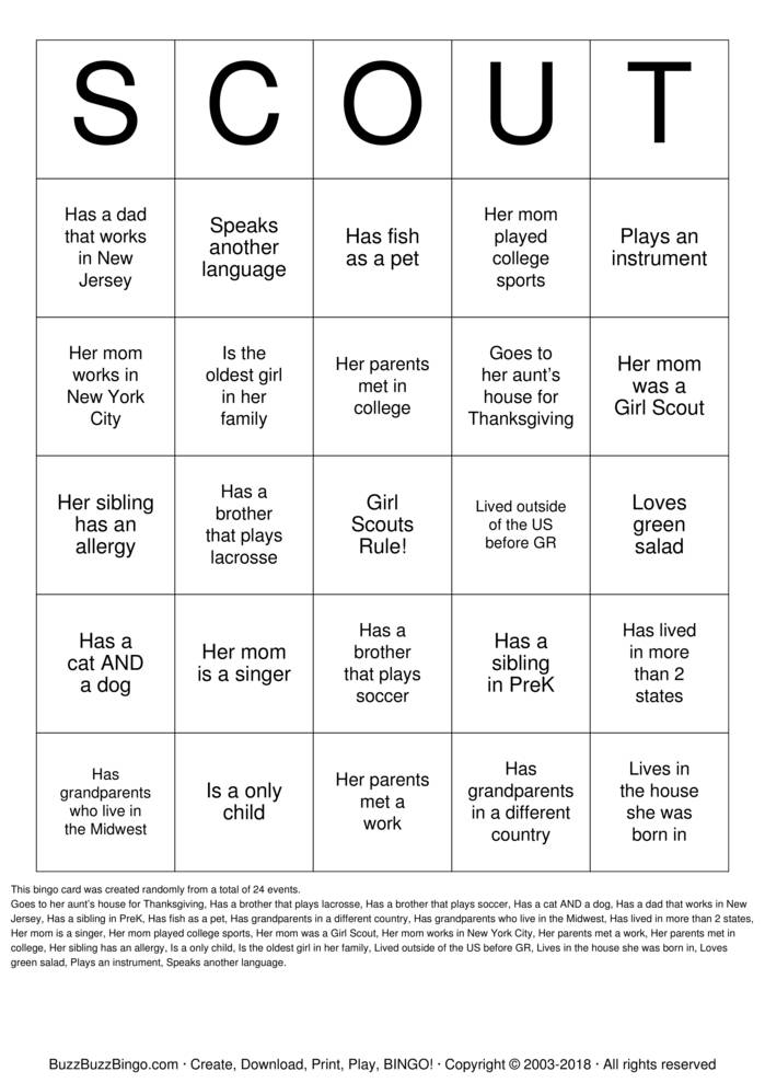 Girl Scout Bingo Cards to Download, Print and Customize!