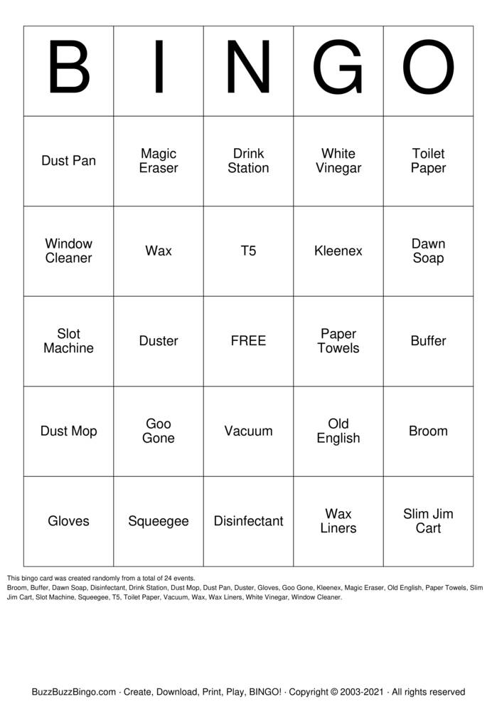 Housekeeping Bingo Cards to Download, Print and Customize!