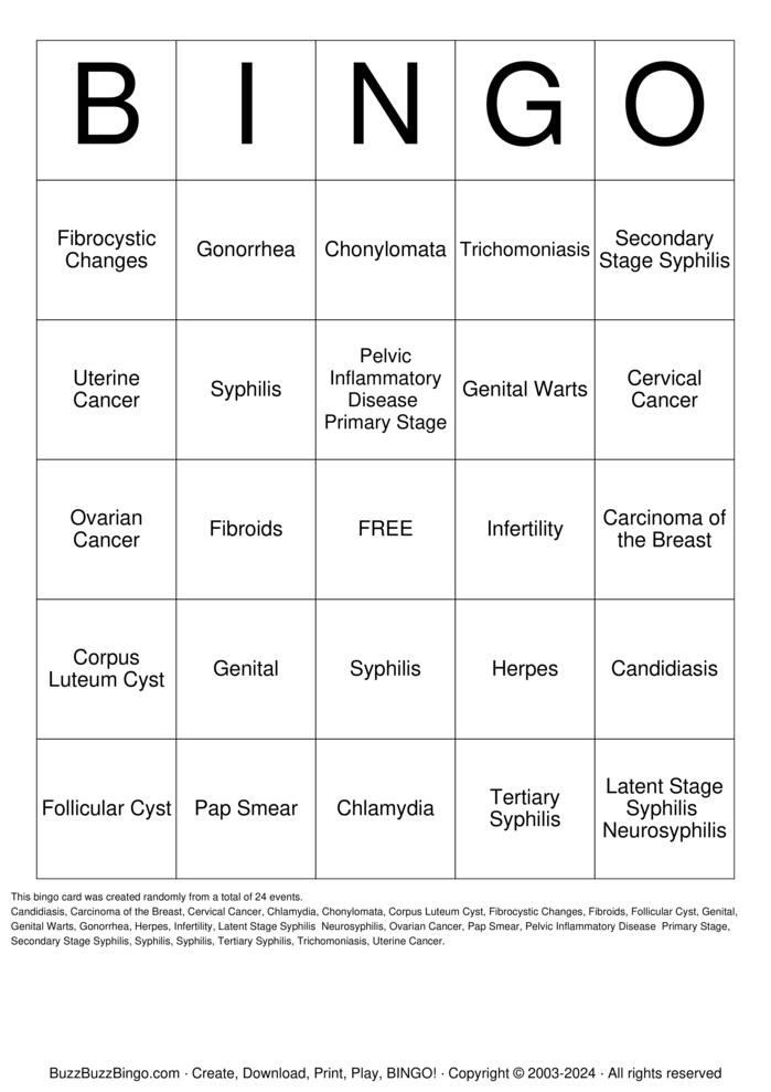 Reproductive System Bingo Cards to Download, Print and Customize!