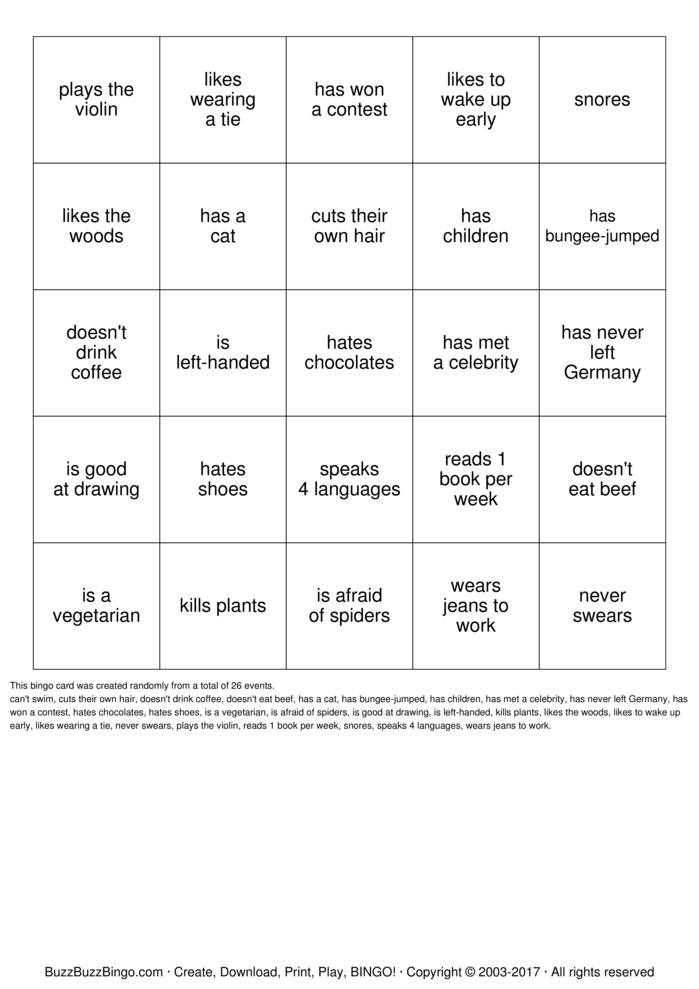 Small Talk Bingo Cards to Download, Print and Customize!