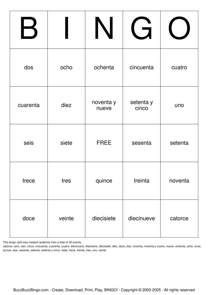 Spanish body parts Bingo Cards to Download, Print and Customize!