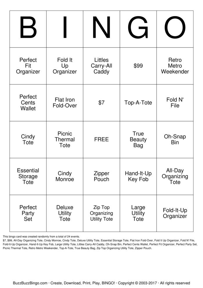 Thirty One Bingo Cards to Download, Print and Customize!