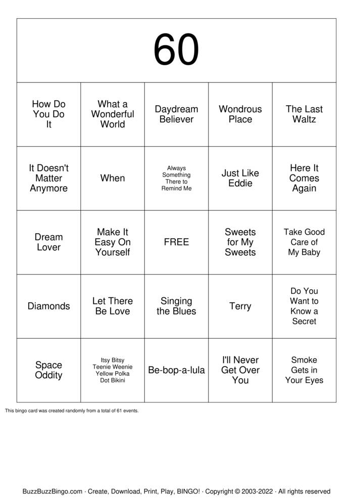 What a wonderful world Bingo Cards to Download, Print and Customize!