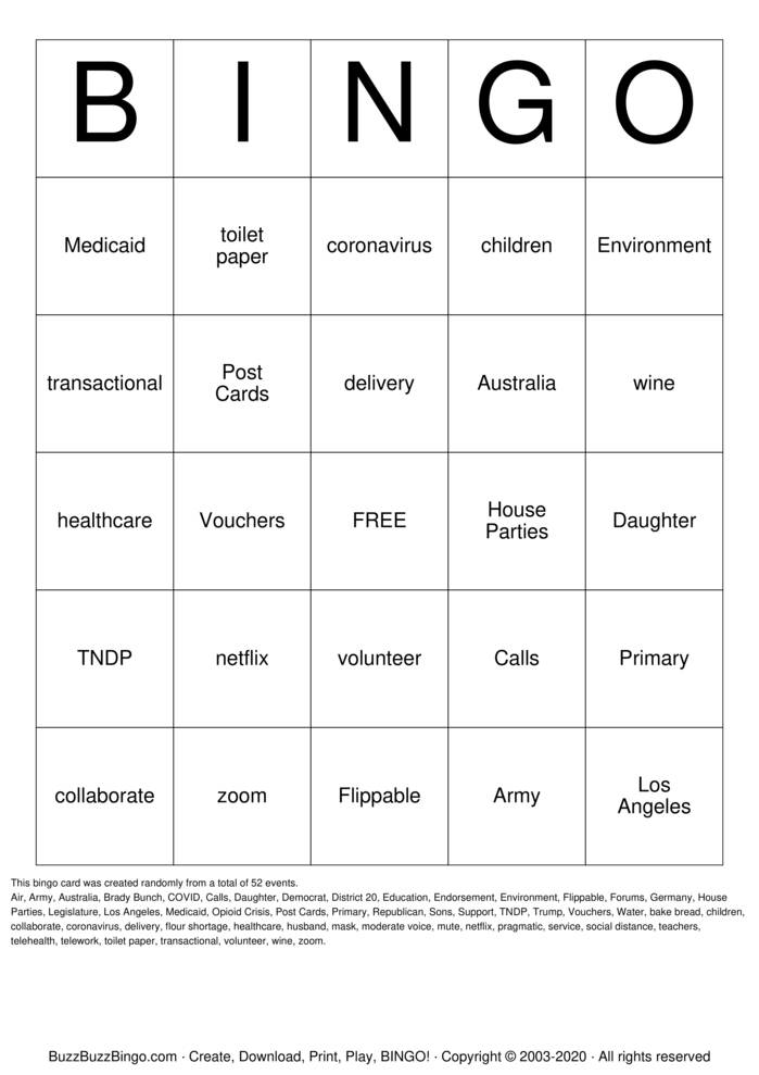 Kimi 4 TN Senate Bingo Cards to Download, Print and Customize!