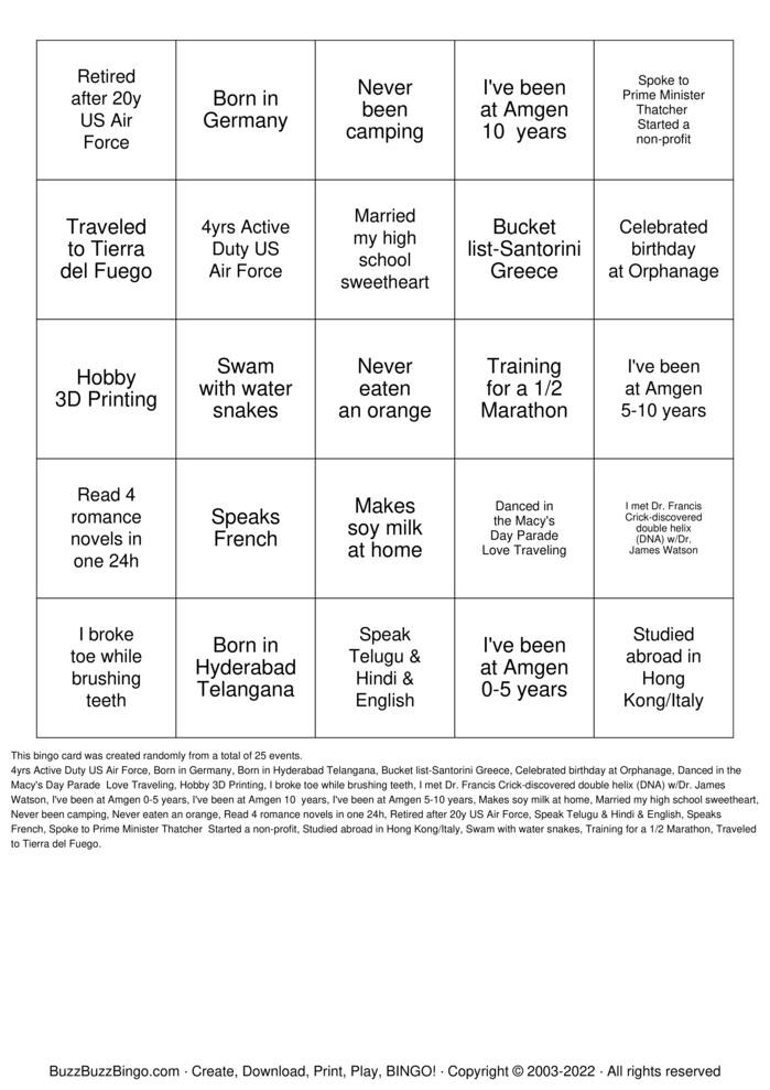 People Bingo Cards to Download, Print and Customize!