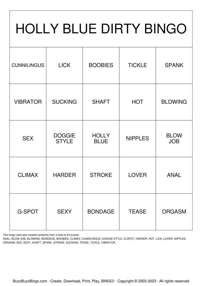DIRTY BINGO Bingo Cards to Download, Print and Customize!