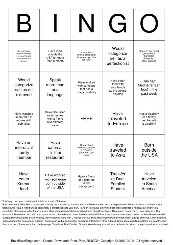 Diversity Bingo Cards to Download, Print and Customize!