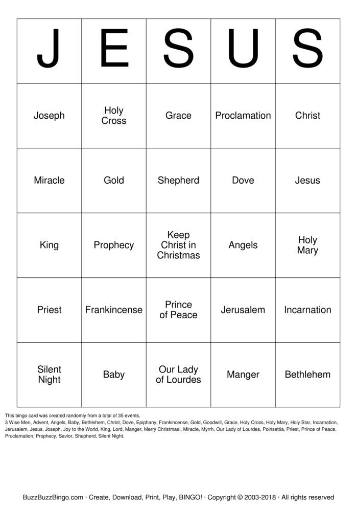 JESUS Bingo Cards to Download, Print and Customize!