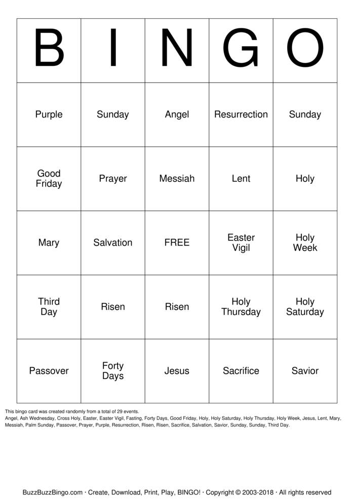 Lent Bingo Cards to Download, Print and Customize!