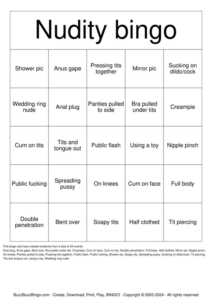 NSFW Bingo Bingo Cards to Download, Print and Customize!