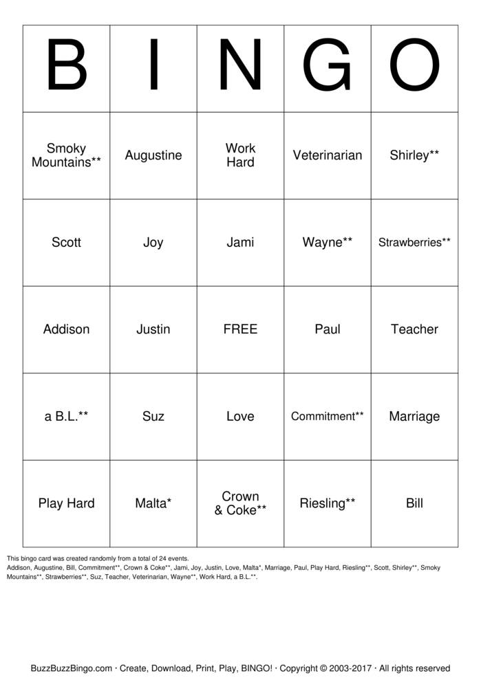 #45 Anniversary Bingo Cards to Download, Print and Customize!