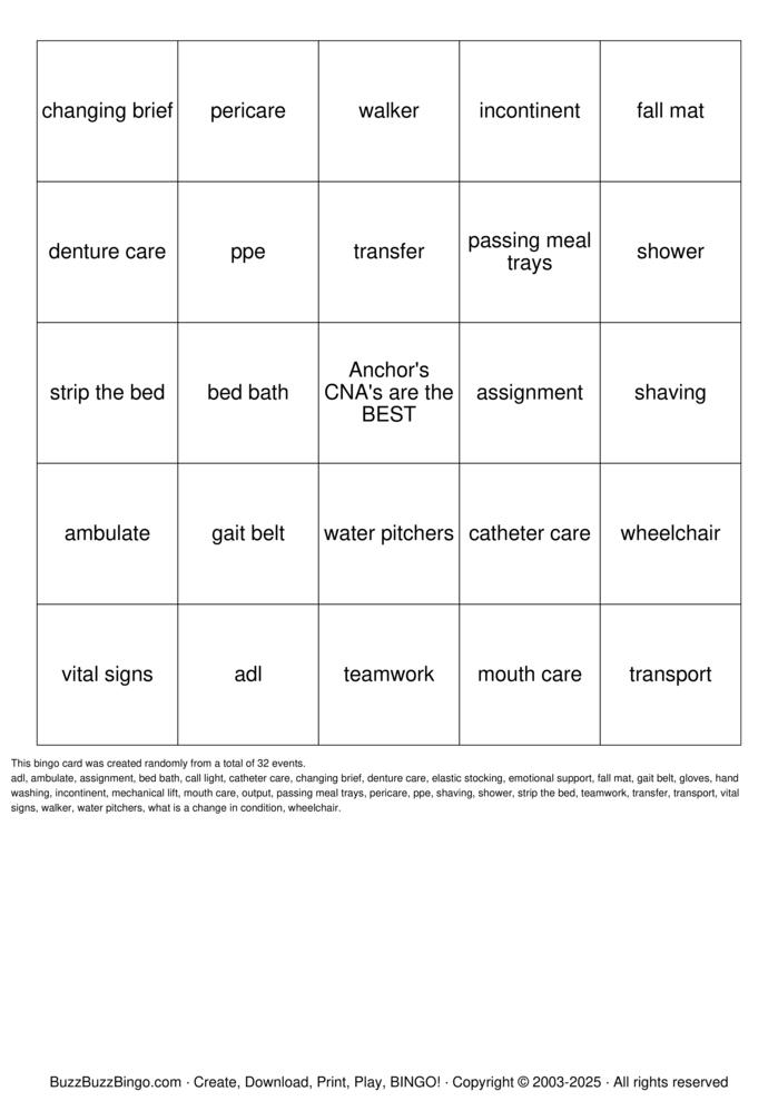 CNA Week Bingo Cards to Download, Print and Customize!
