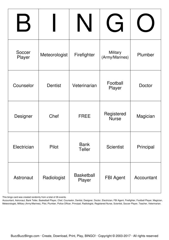 Career Bingo Cards to Download, Print and Customize!