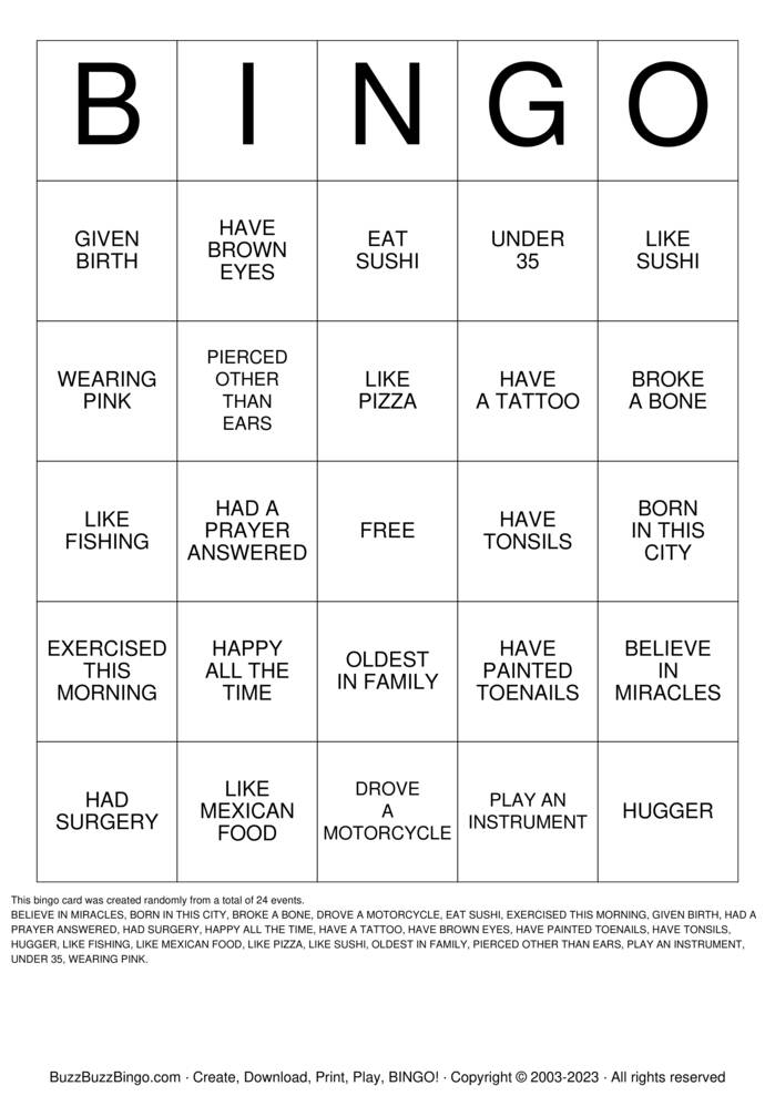 ICE BREAKER Bingo Cards to Download, Print and Customize!