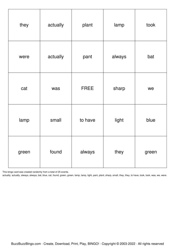 Language Arts Bingo Cards to Download, Print and Customize!