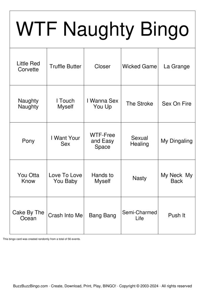 Naughty Bingo Bingo Cards to Download, Print and Customize!